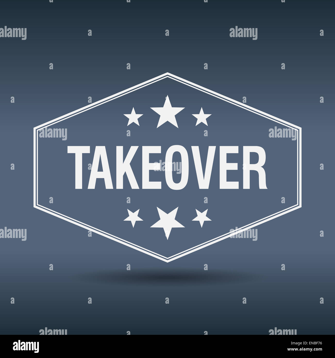 takeover hexagonal white vintage retro style label Stock Photo - Alamy