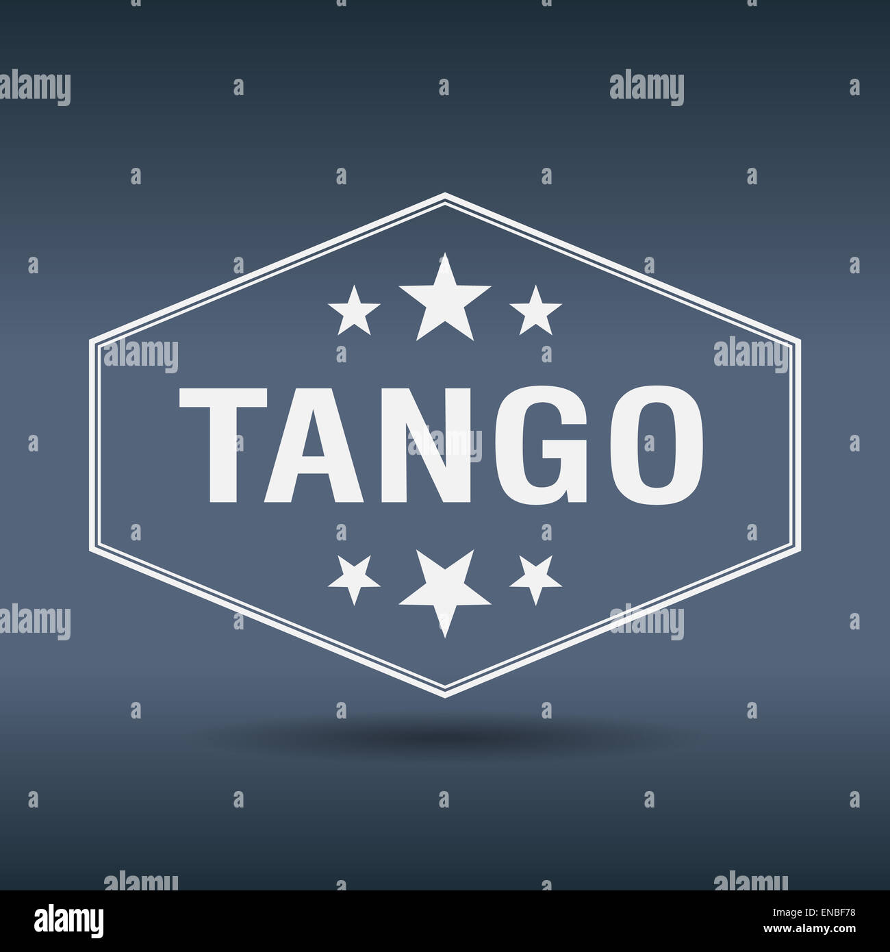 tango hexagonal white vintage retro style label Stock Photo - Alamy