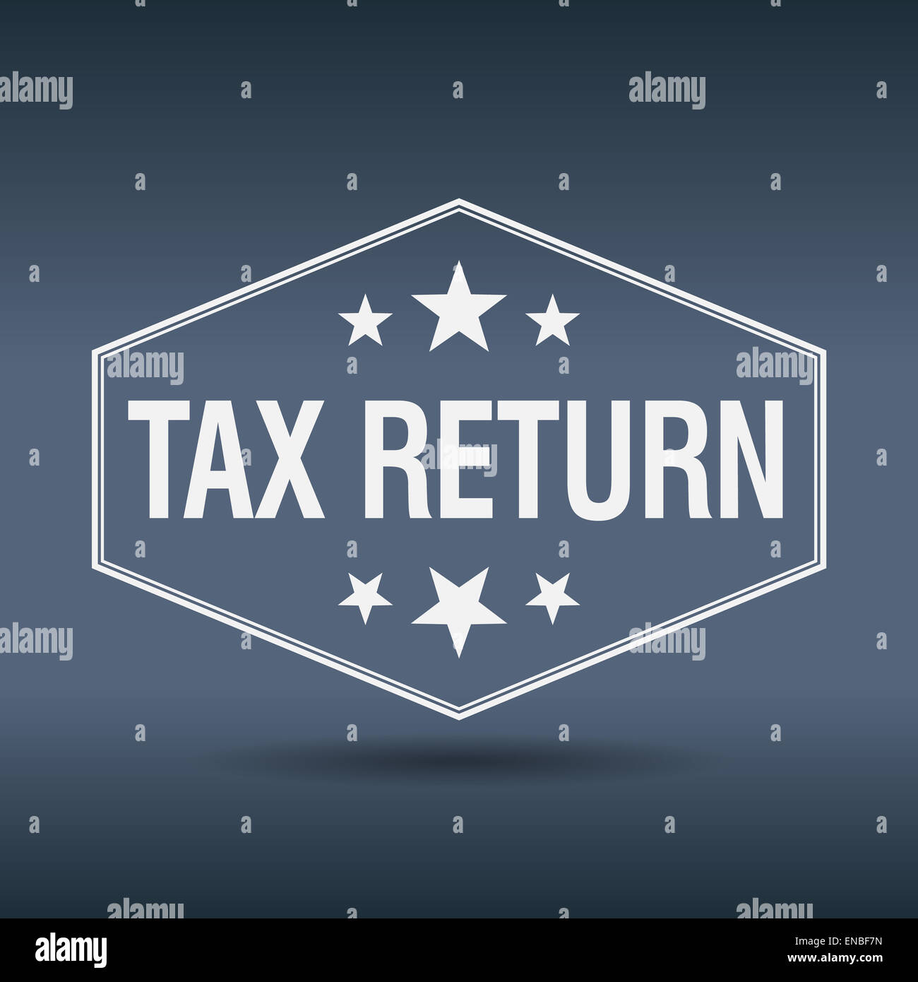 tax return hexagonal white vintage retro style label Stock Photo - Alamy
