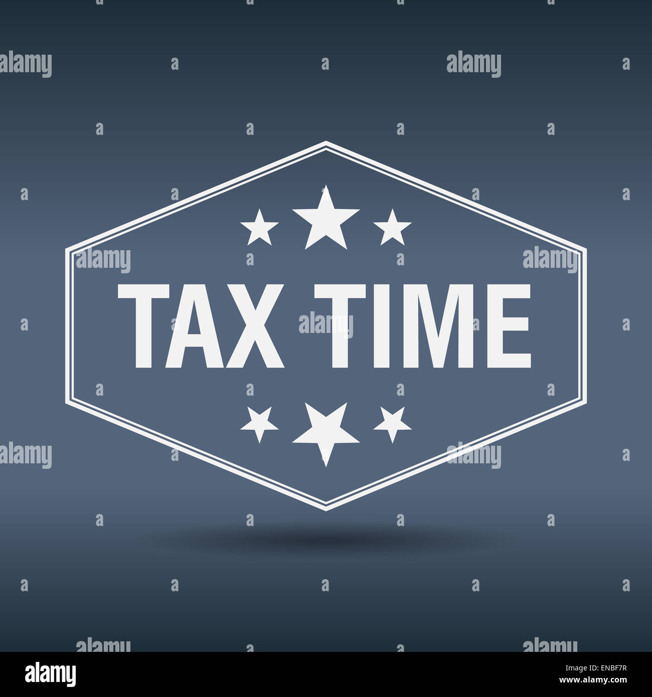 tax time hexagonal white vintage retro style label Stock Photo - Alamy