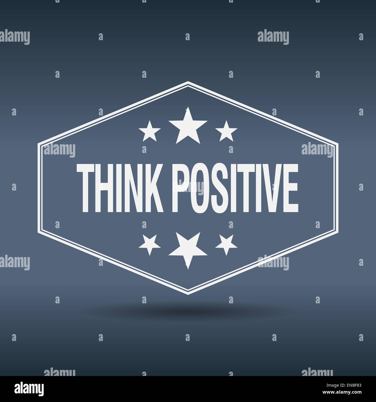 think positive hexagonal white vintage retro style label Stock Photo ...