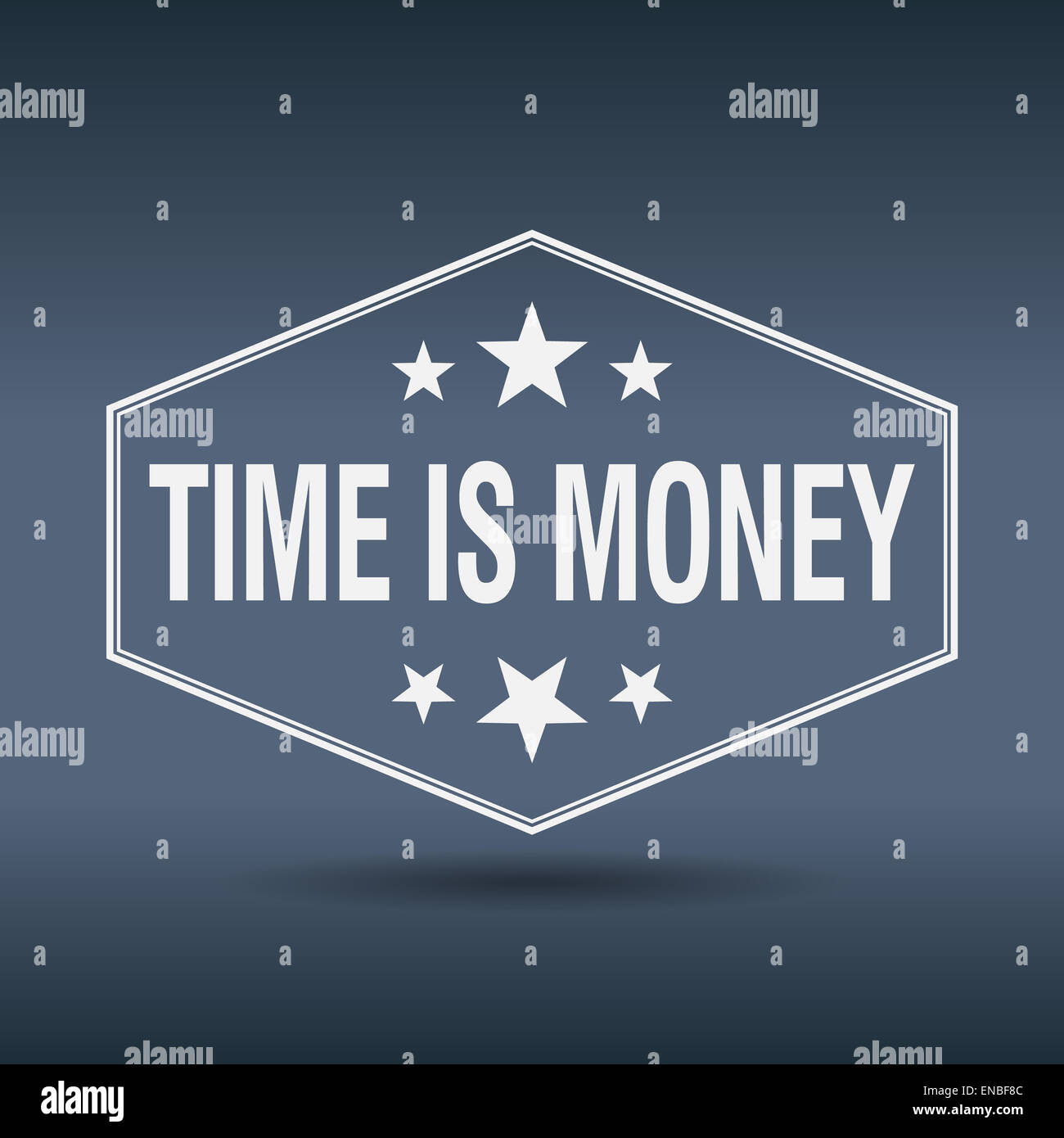 time is money hexagonal white vintage retro style label Stock Photo - Alamy