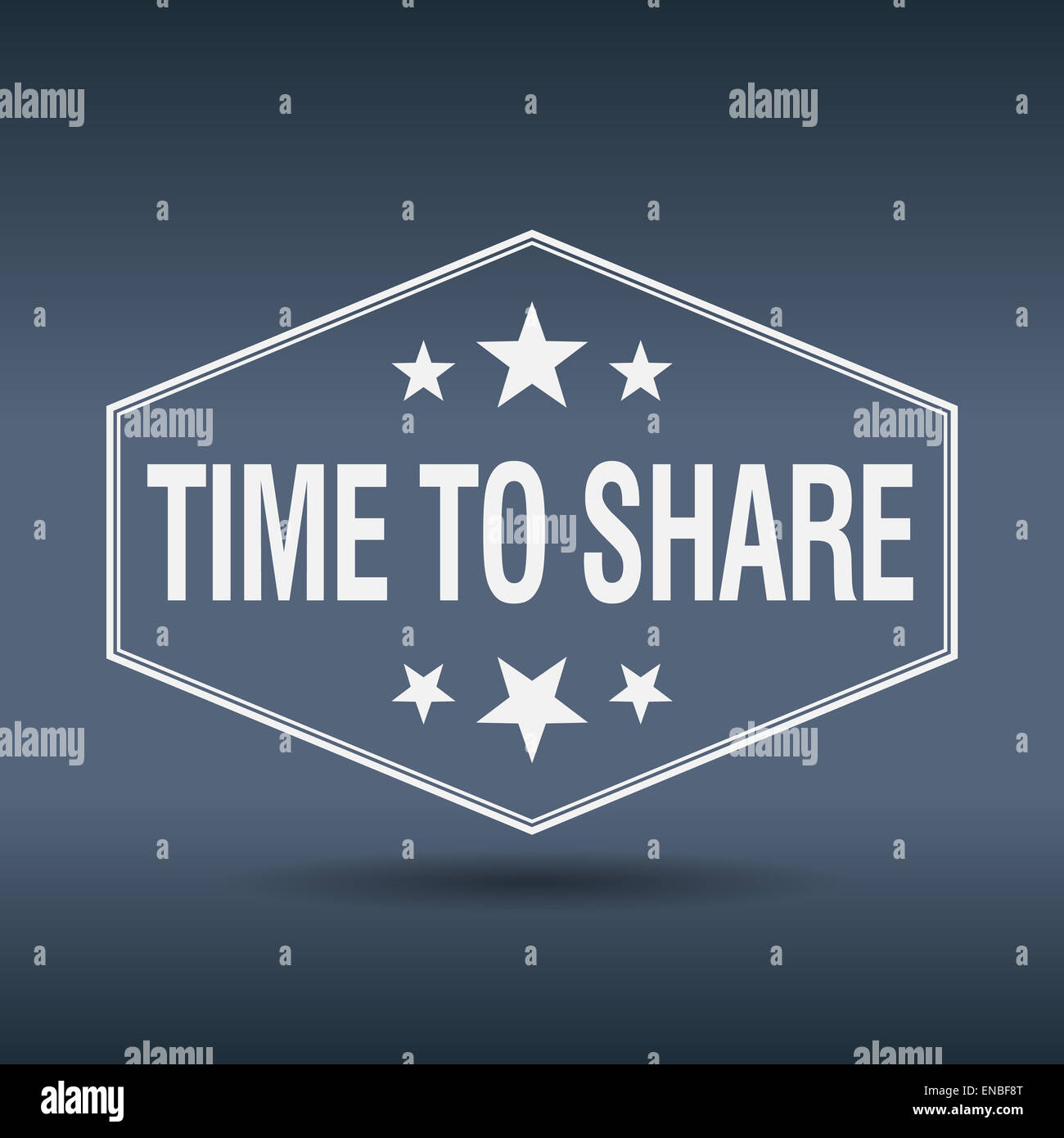 time to share hexagonal white vintage retro style label Stock Photo - Alamy