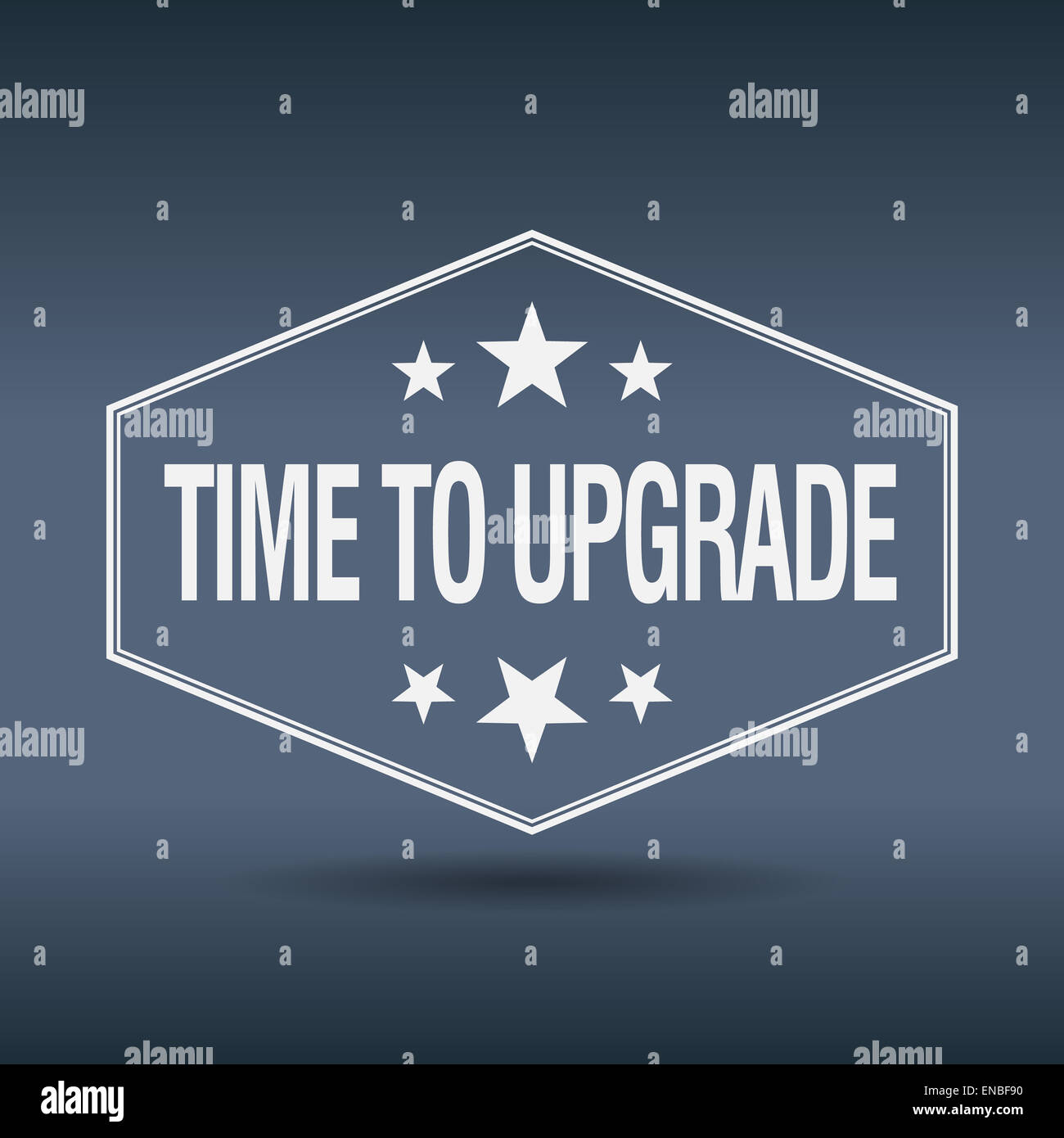 time to upgrade hexagonal white vintage retro style label Stock Photo ...