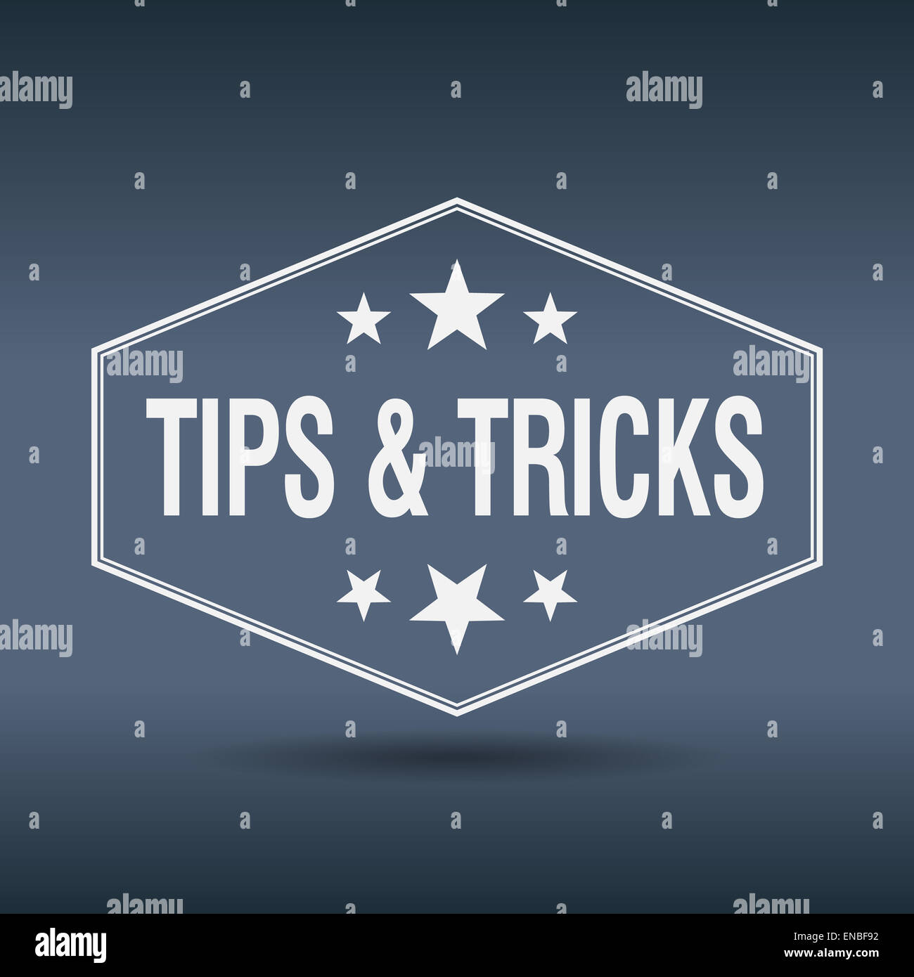 tips & tricks hexagonal white vintage retro style label Stock Photo - Alamy