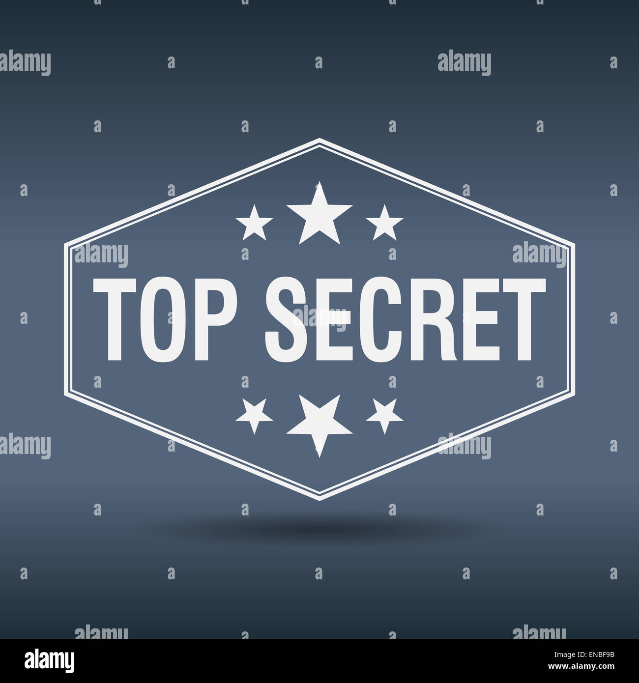 top secret hexagonal white vintage retro style label Stock Photo - Alamy