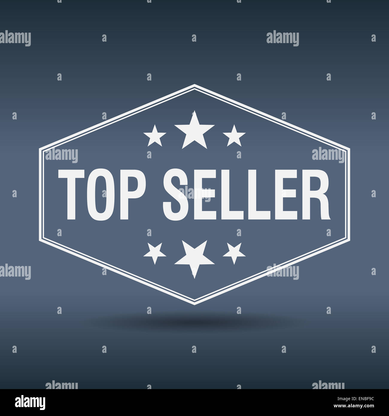 top seller hexagonal white vintage retro style label Stock Photo - Alamy