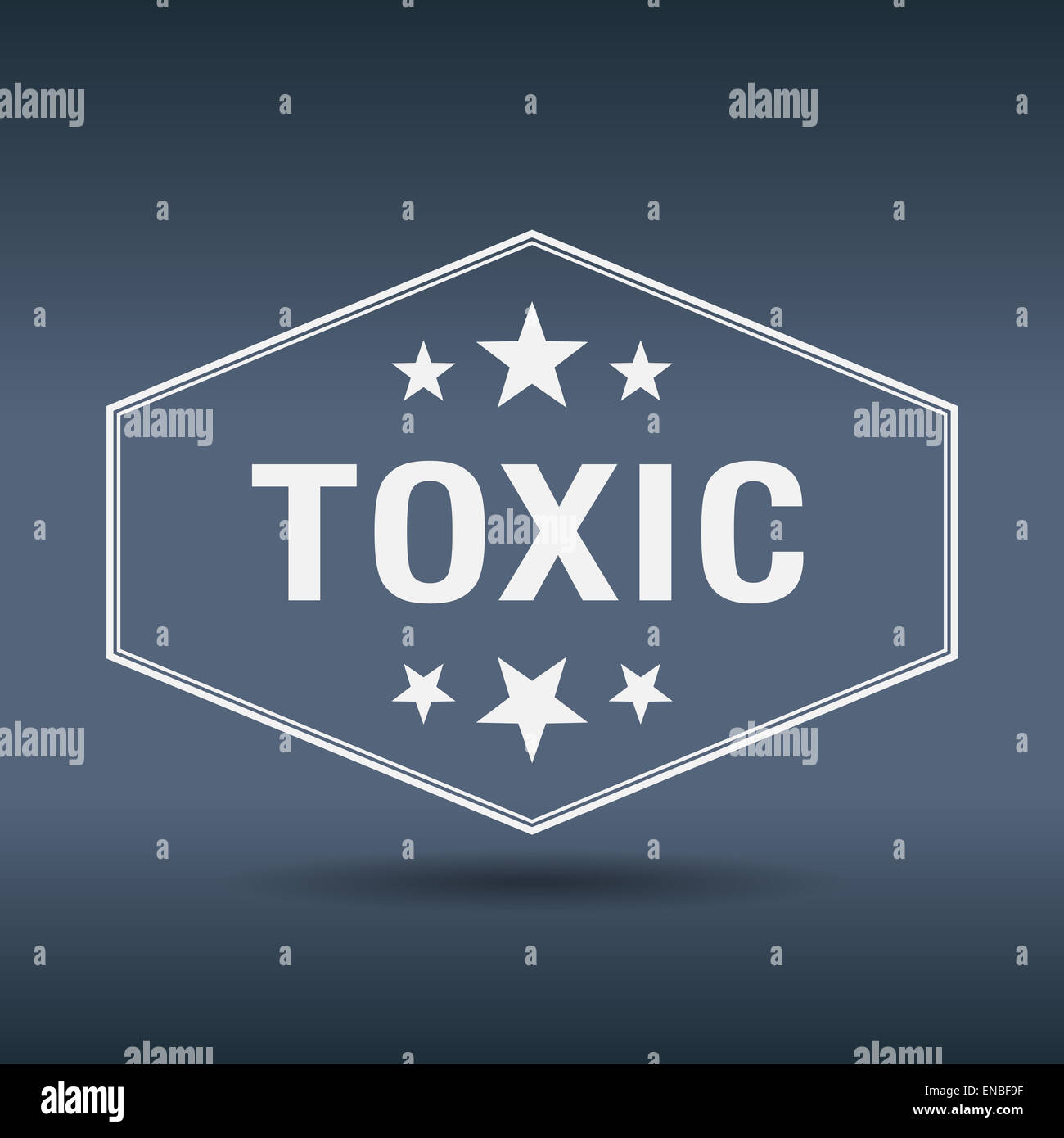 toxic hexagonal white vintage retro style label Stock Photo - Alamy