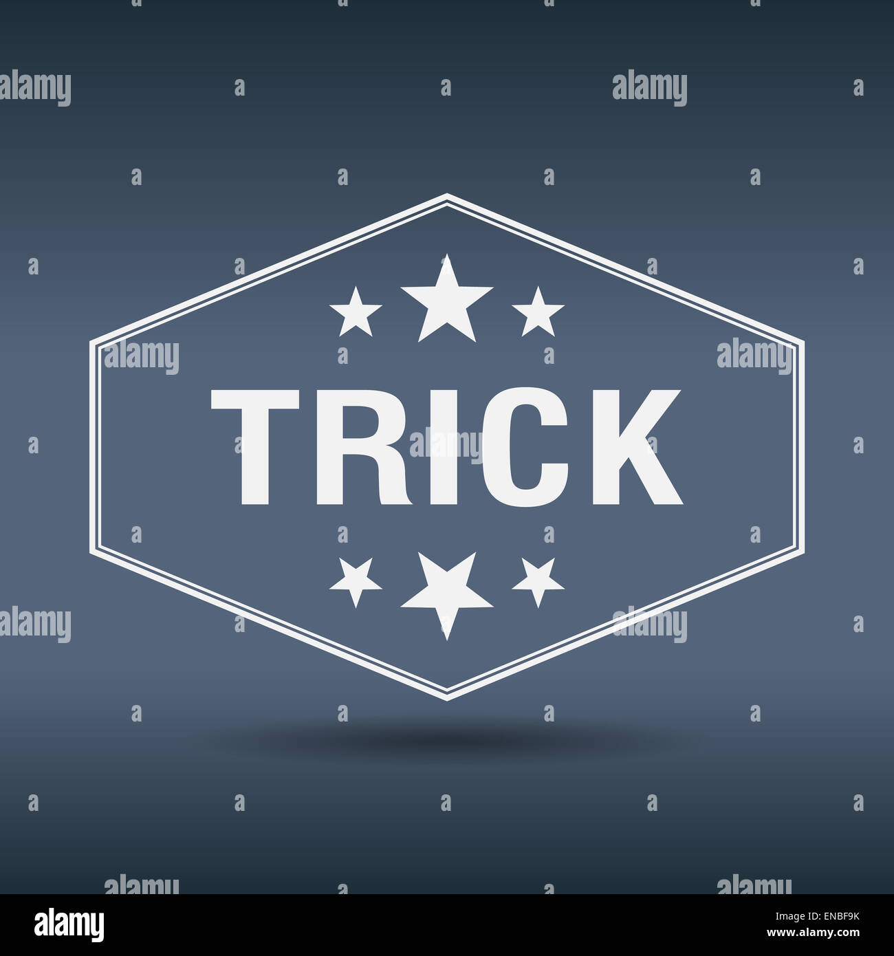trick hexagonal white vintage retro style label Stock Photo - Alamy