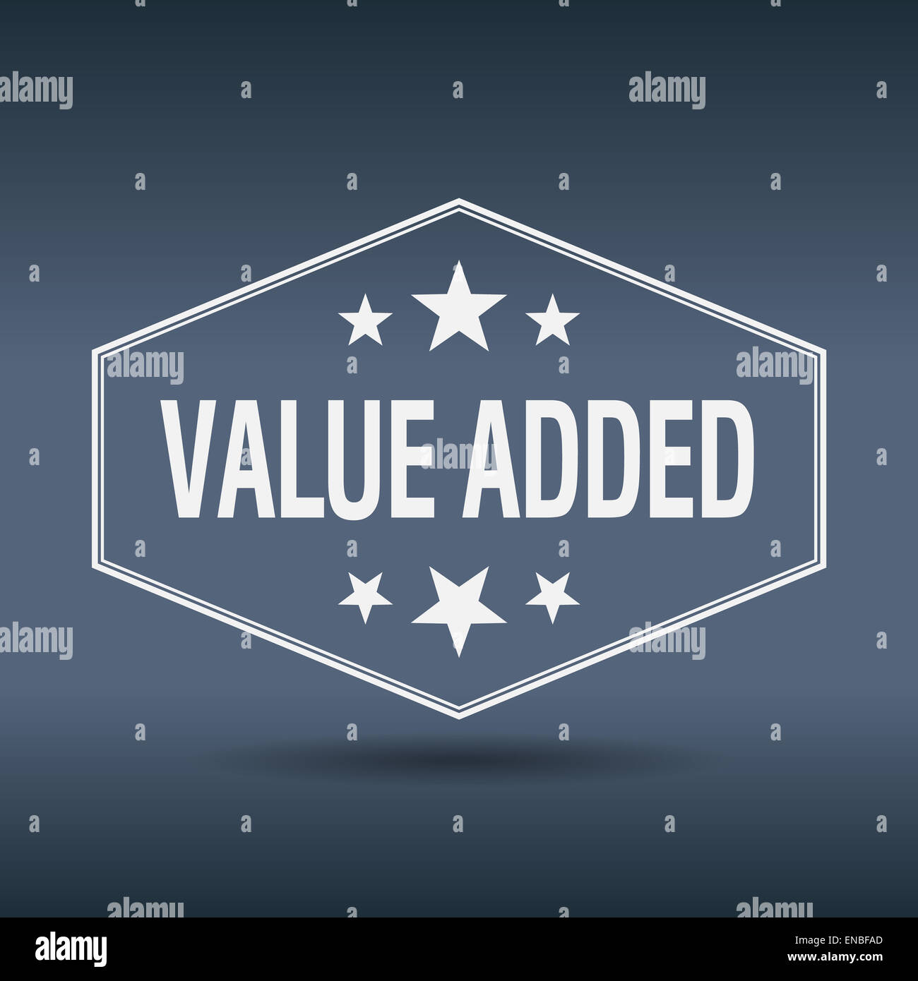 value added hexagonal white vintage retro style label Stock Photo - Alamy