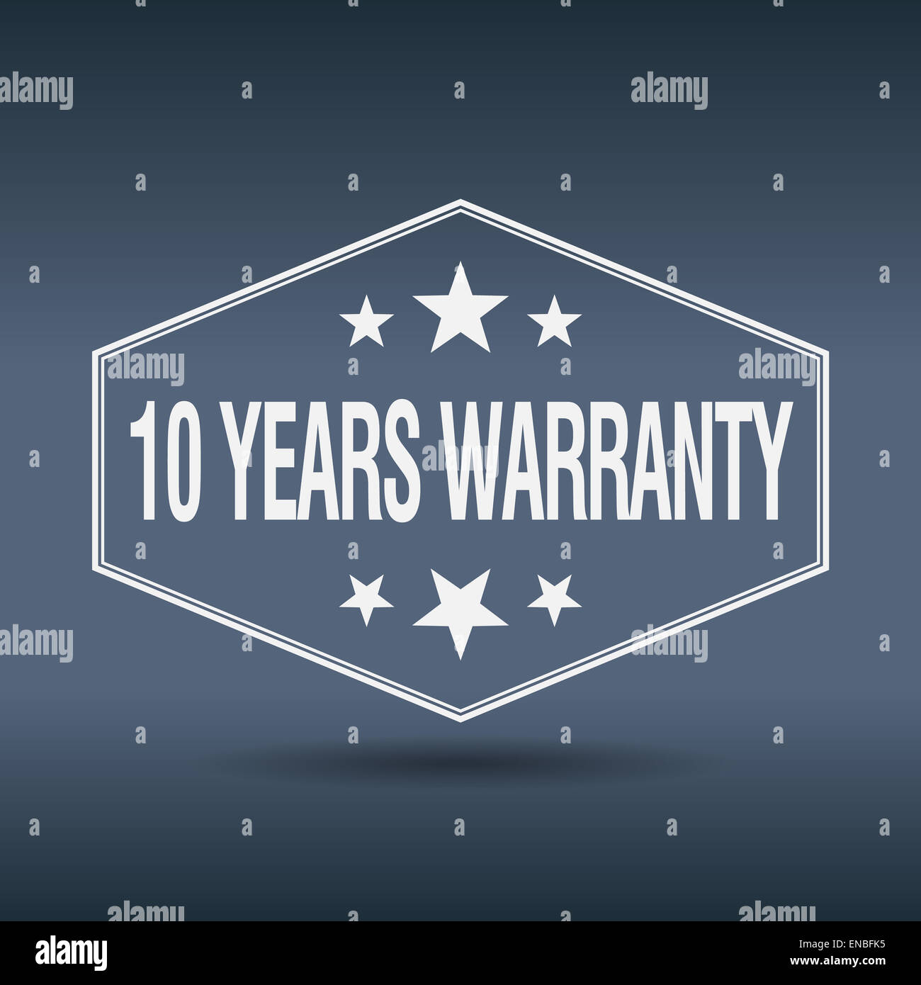 10 years warranty hexagonal white vintage retro style label Stock Photo ...