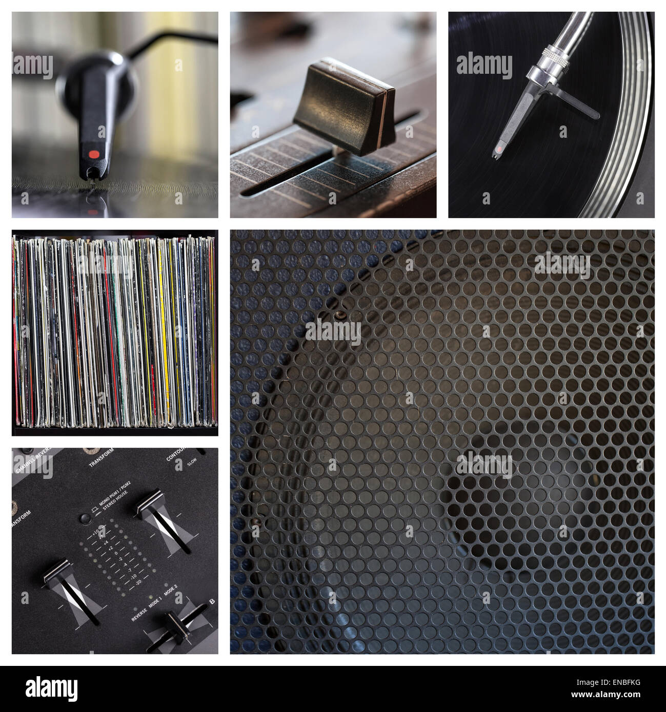 Music club collage with different dj tools Stock Photo - Alamy