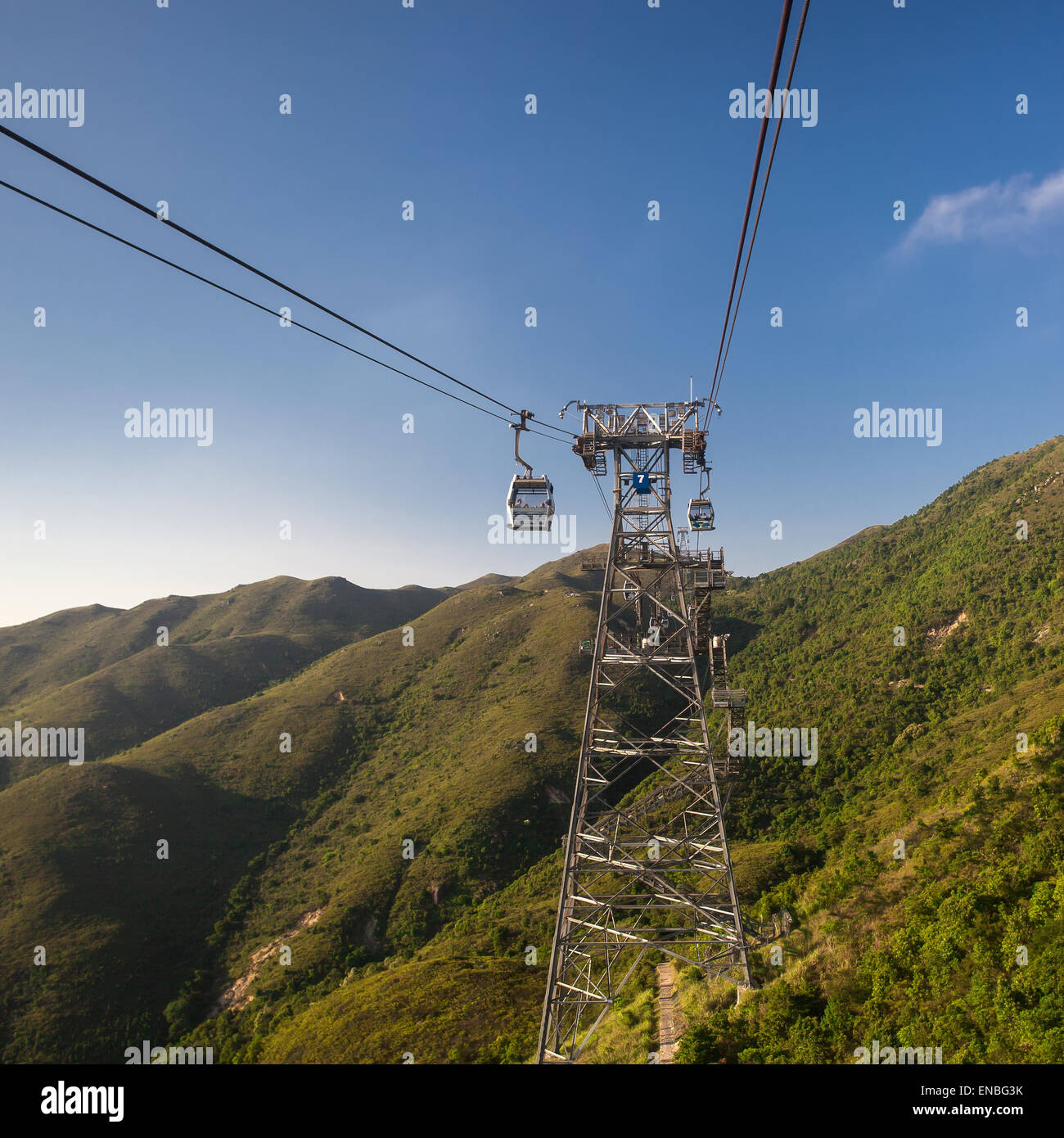 Cable Car way to mountains Stock Photo - Alamy