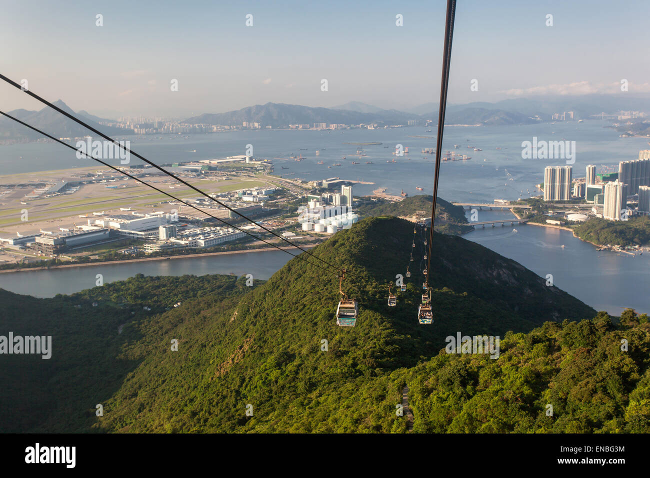 Cable Car way to mountains above the river Stock Photo - Alamy