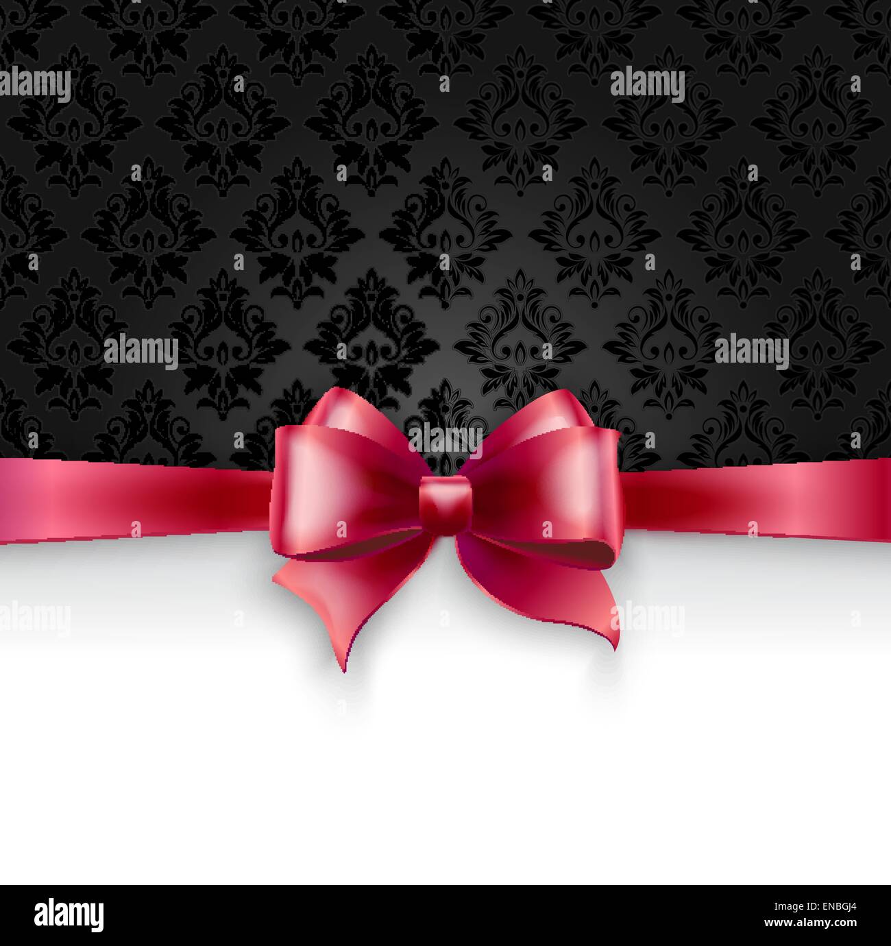 Vector Invitation card with Pink holiday ribbon on vintage background ...