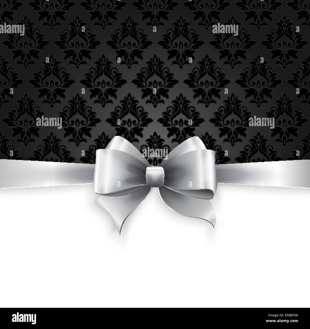 Vector Invitation card with Silver holiday ribbon on vintage background ...