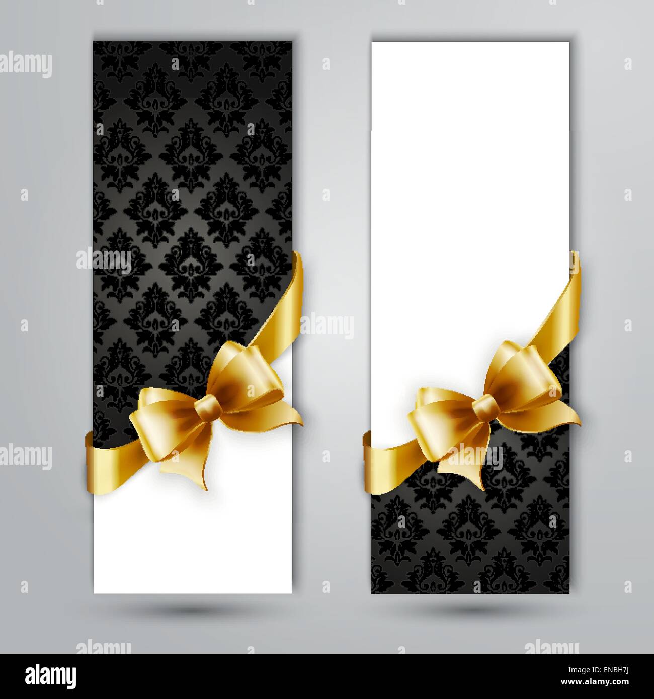 Vector Invitation card with Gold holiday ribbon on vintage background ...