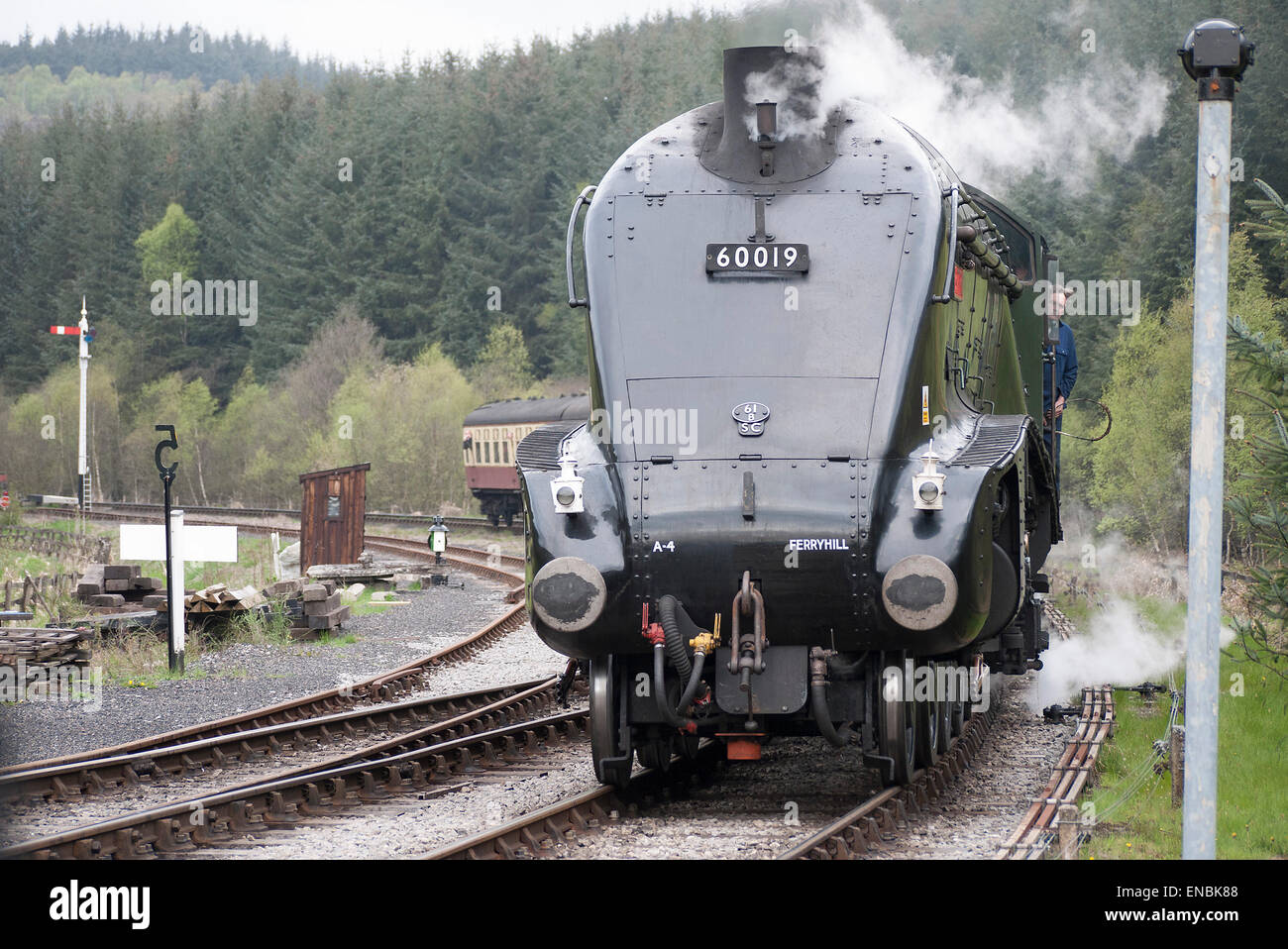 A4 Steam locomotive pulls a passenger service at Levisham, North ...