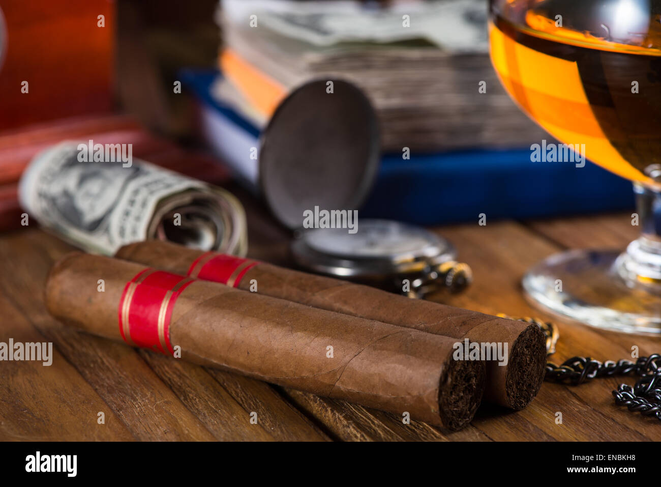 Cuban cigar with items related to travel,business and Cuba Stock Photo ...