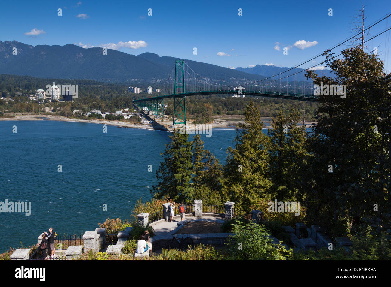 View of Lions Gate Bridge in Vancouver from Prospect Point, Stanley ...
