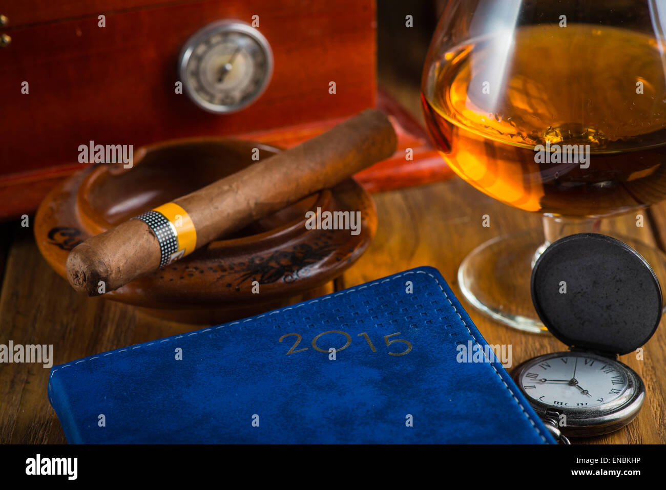 Cuban cigar with items related to travel,business and Cuba Stock Photo ...