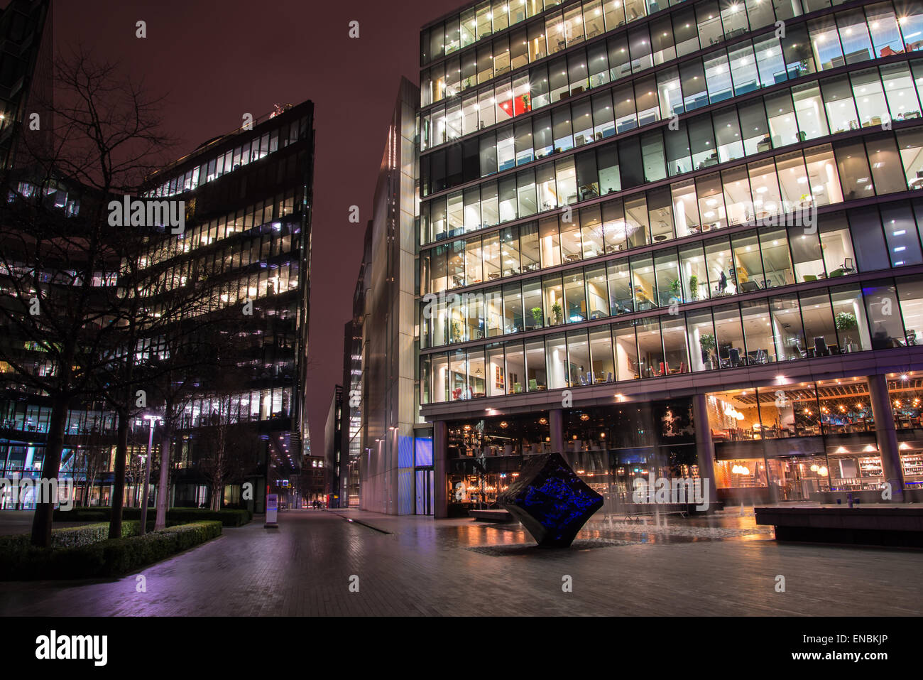 NIght view on illuminated London buildings Stock Photo - Alamy