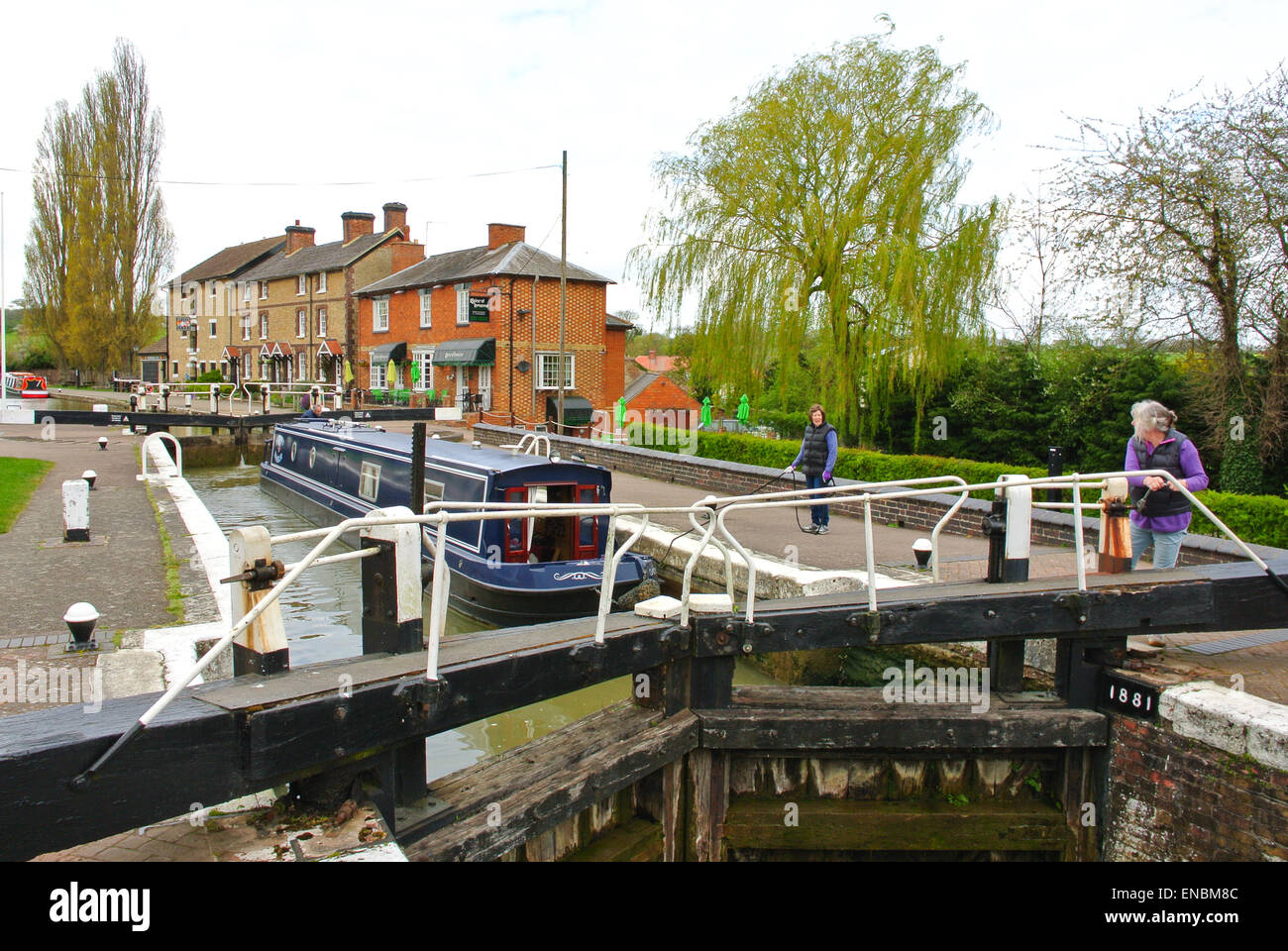 stoke bruerne lock gates Stock Photo - Alamy