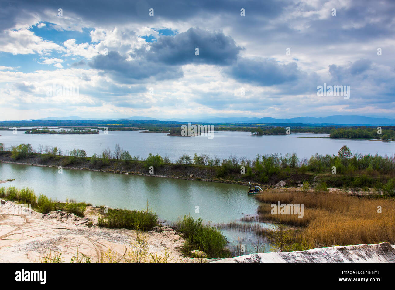 Large panoramic view at the beautiful lake Stock Photo - Alamy
