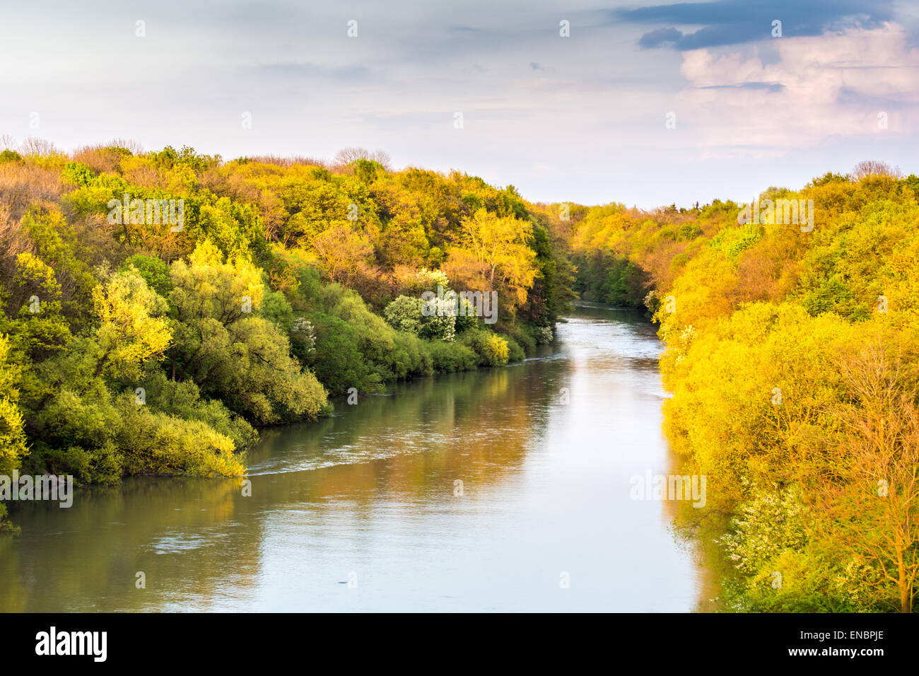 Large panoramic view at the river in autumn Stock Photo - Alamy