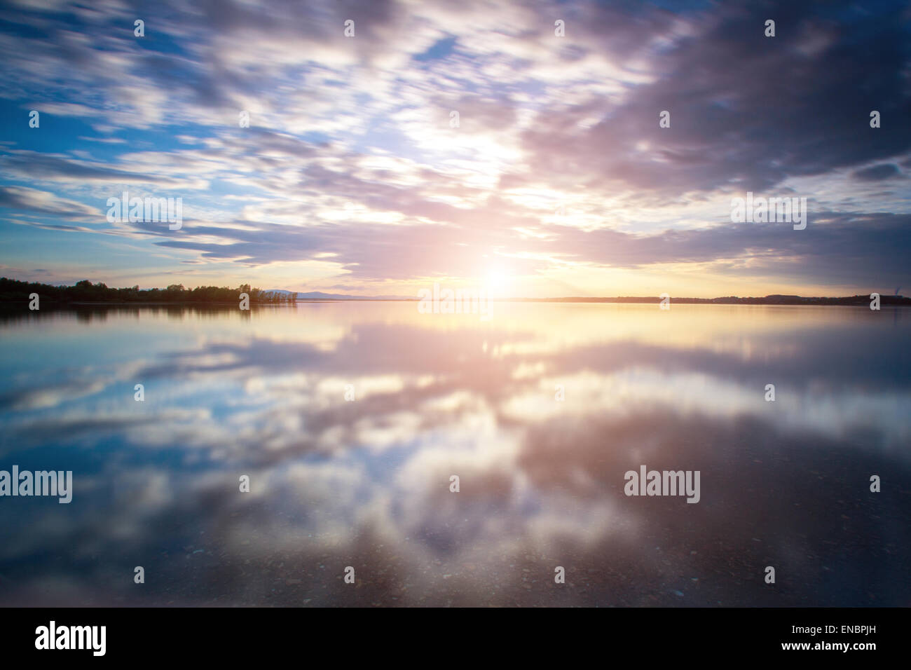 Large panoramic view at the beautiful lake Stock Photo - Alamy