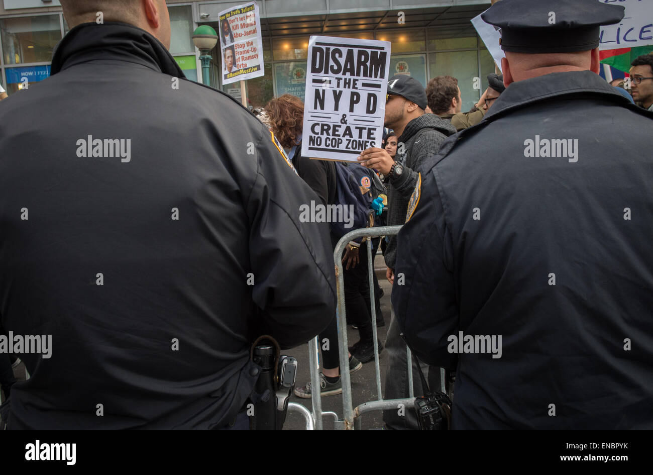 Manhattan, New York, USA. 1st May, 2015. Anti-police signs as activists ...