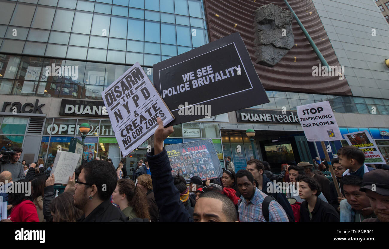 Manhattan, New York, USA. 1st May, 2015. Anti-police signs as activists ...