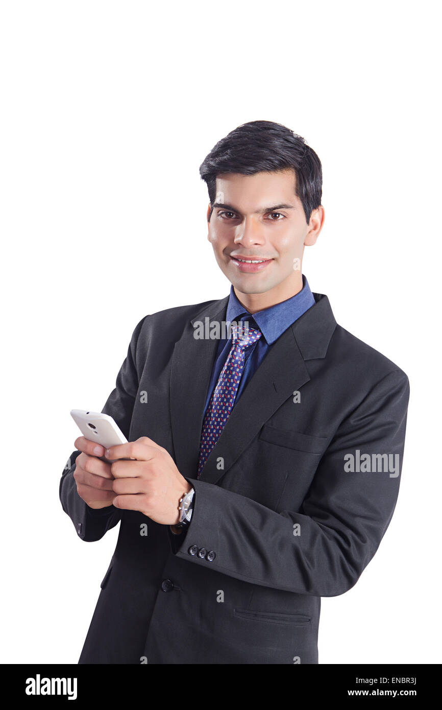 1 indian Business Man dialing phone Stock Photo - Alamy