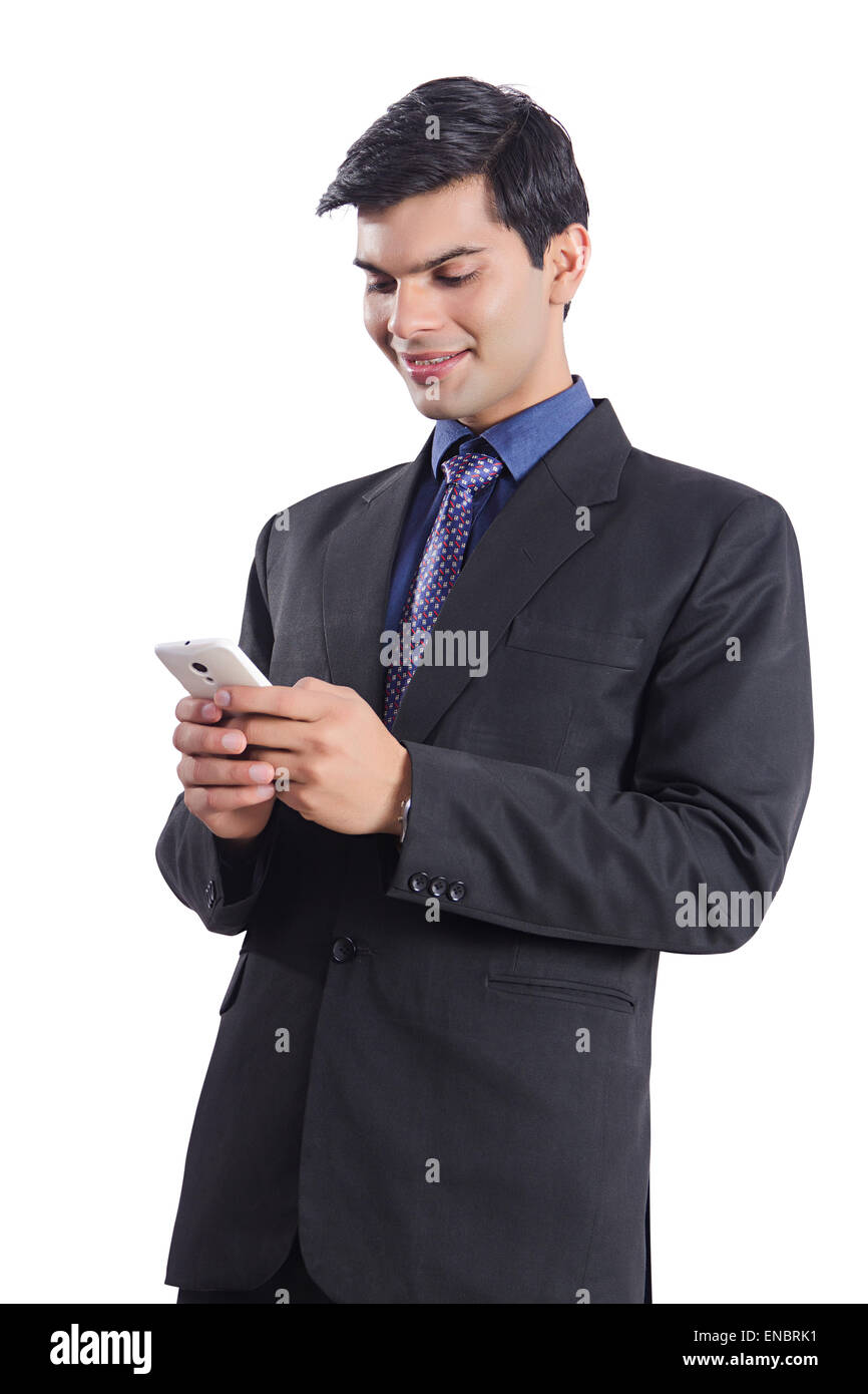 1 indian Business Man dialing phone Stock Photo - Alamy