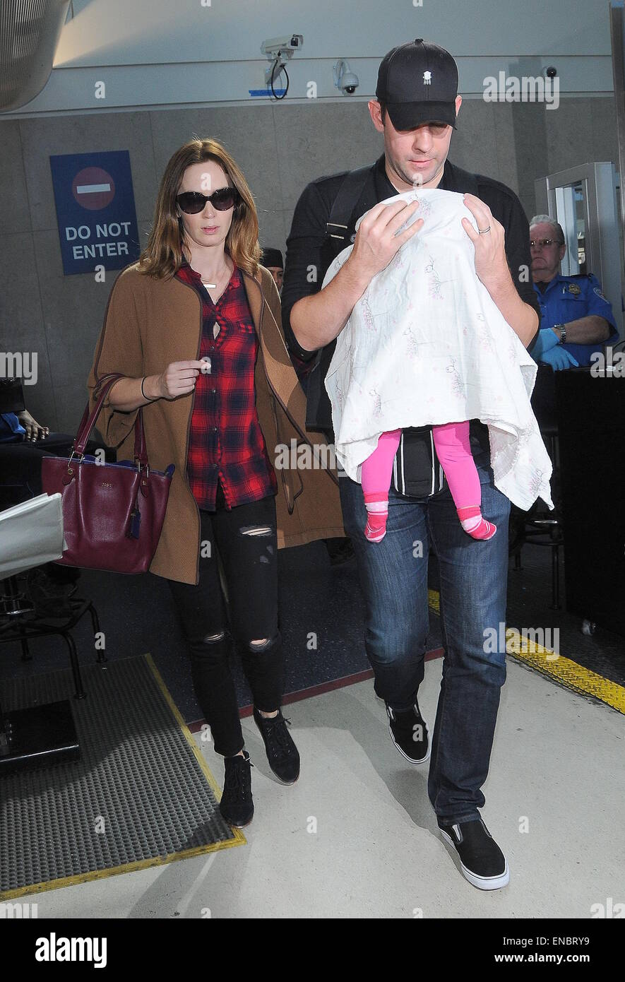 Emily Blunt and family arrive at Los Angeles International Airport (LAX ...