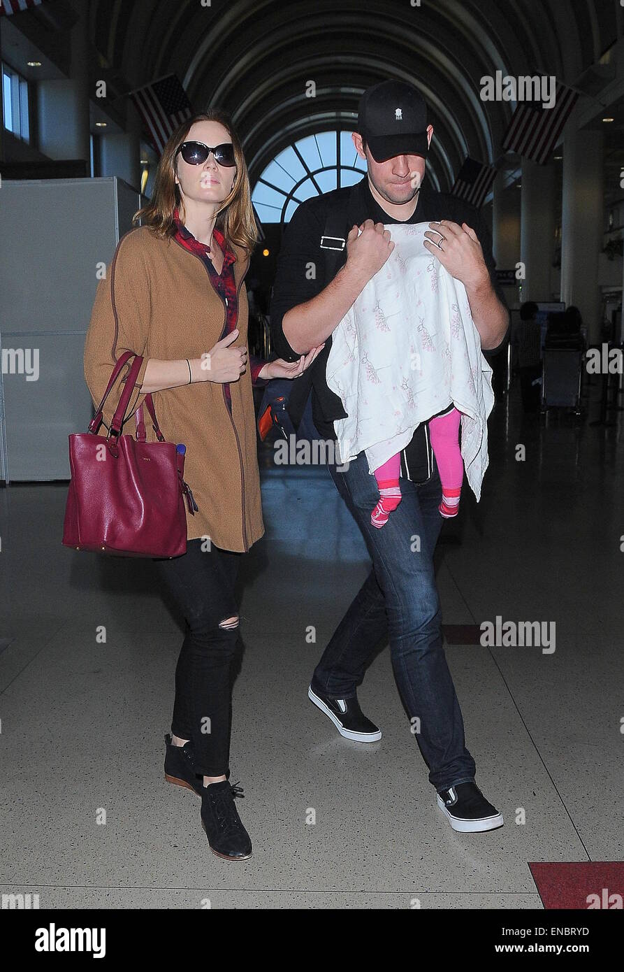 Emily Blunt and family arrive at Los Angeles International Airport (LAX ...
