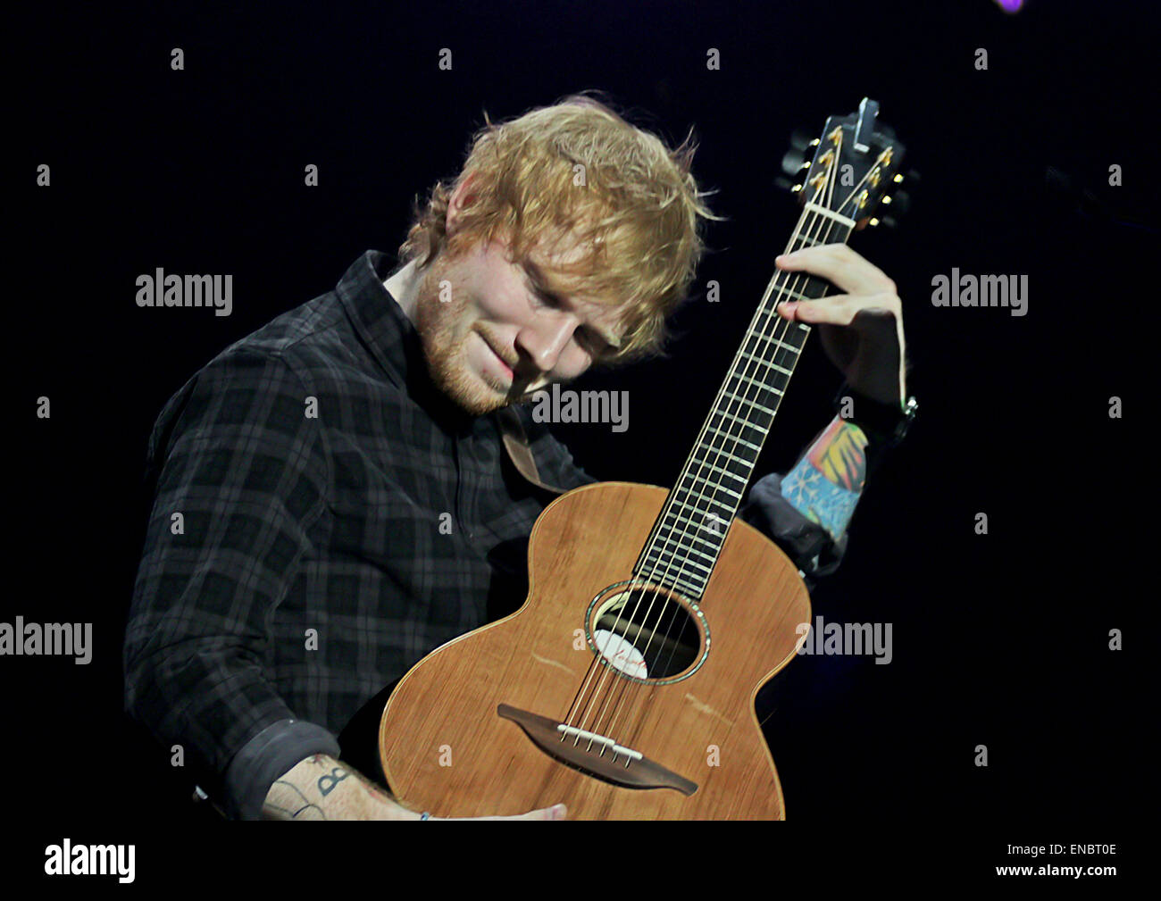 Ed Sheeran performing live on stage at Manchester Arena Featuring: Ed ...