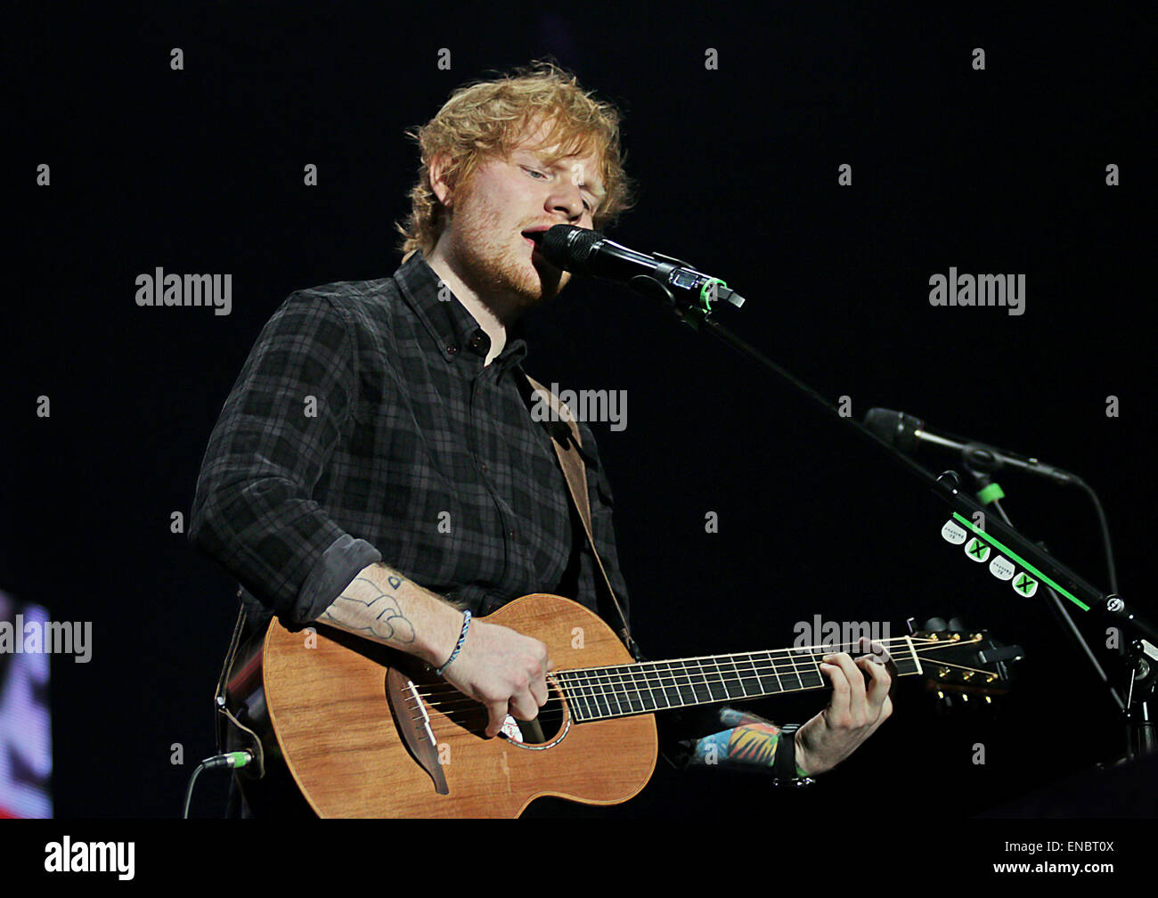Ed Sheeran performing live on stage at Manchester Arena Featuring: Ed ...