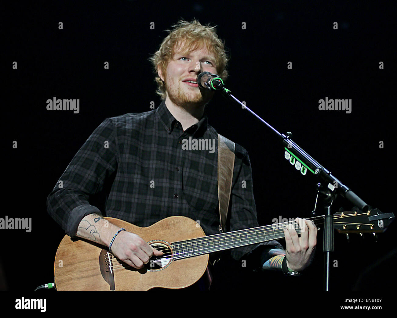 Ed Sheeran performing live on stage at Manchester Arena Featuring: Ed ...