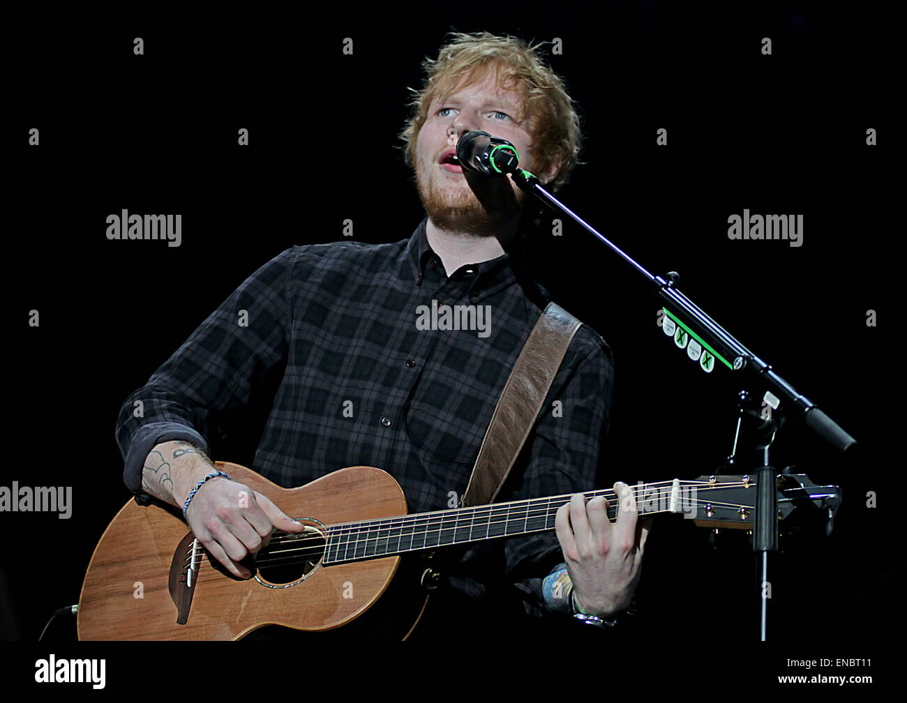 Ed Sheeran performing live on stage at Manchester Arena Featuring: Ed ...
