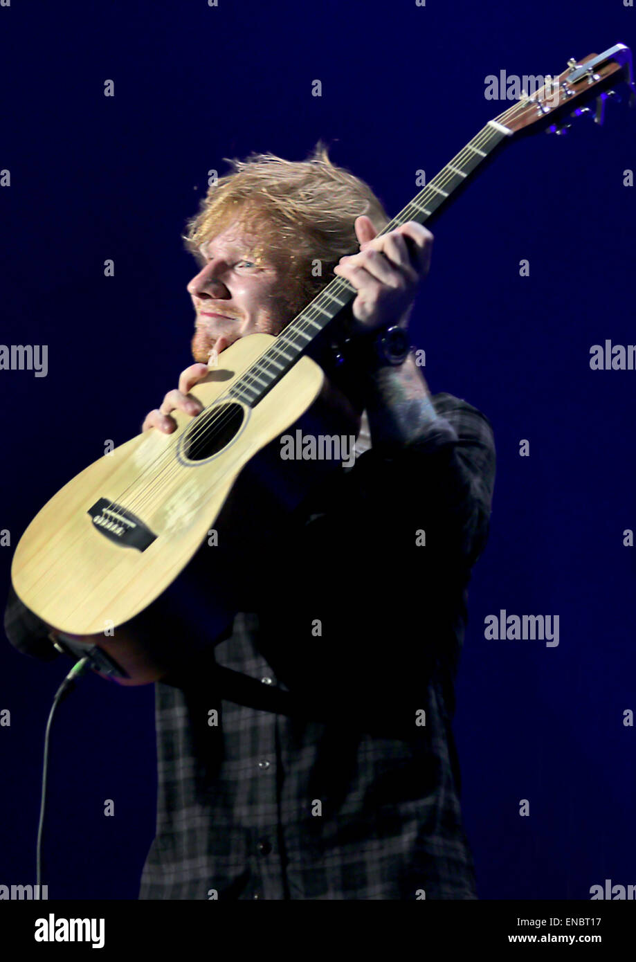 Ed Sheeran performing live on stage at Manchester Arena Featuring: Ed ...
