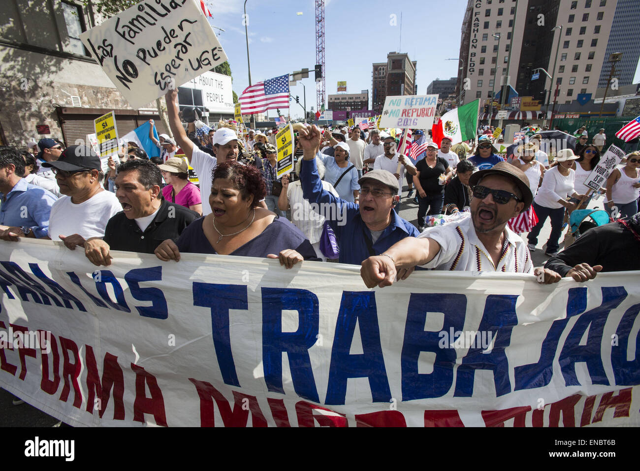 Los Angeles, California, USA. 1st May, 2015. Protester shout slogans ...