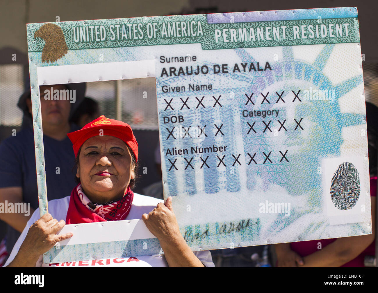 Los Angeles, California, USA. 1st May, 2015. A protester carries paper ...