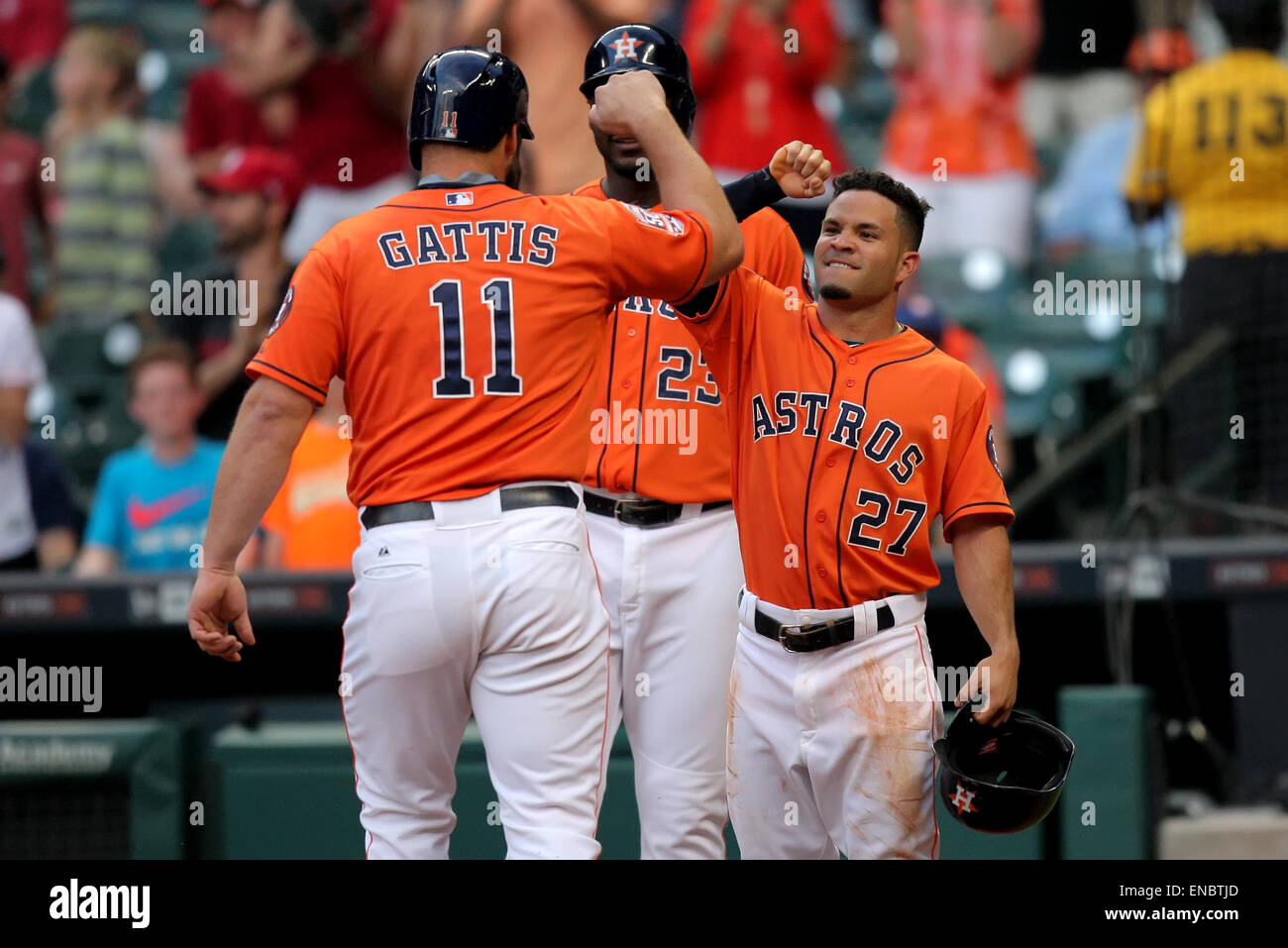 Houston, TX, USA. 01st May, 2015. Houston Astros outfielder Evan Gattis ...