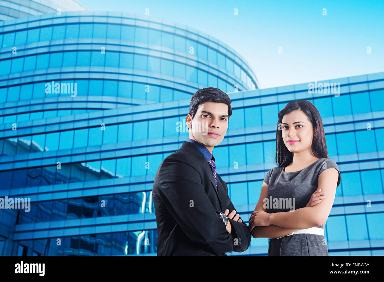 2 indian Business Colleague standing pose Stock Photo - Alamy