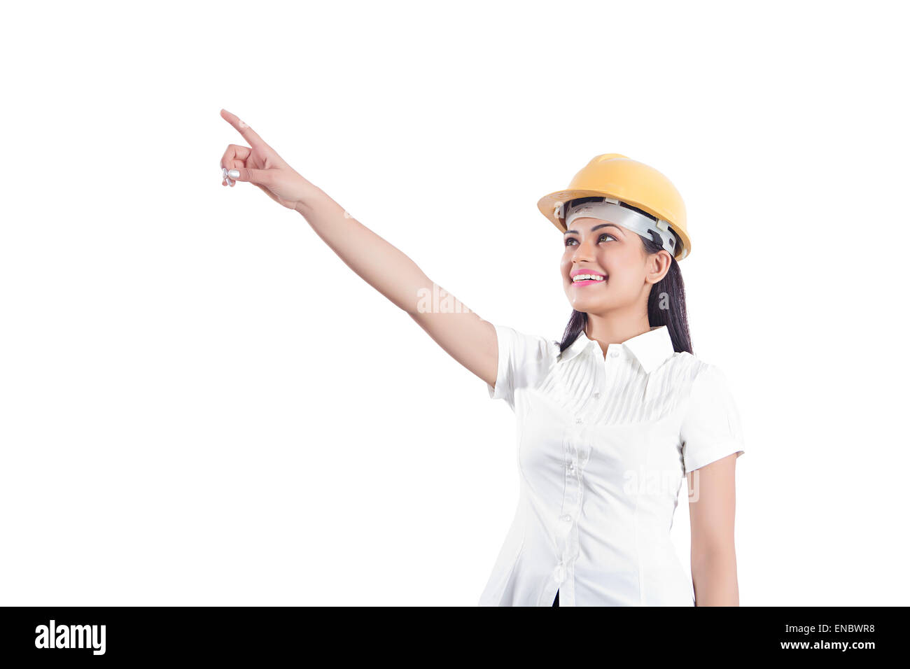 Woman raised hands showing hi-res stock photography and images - Alamy