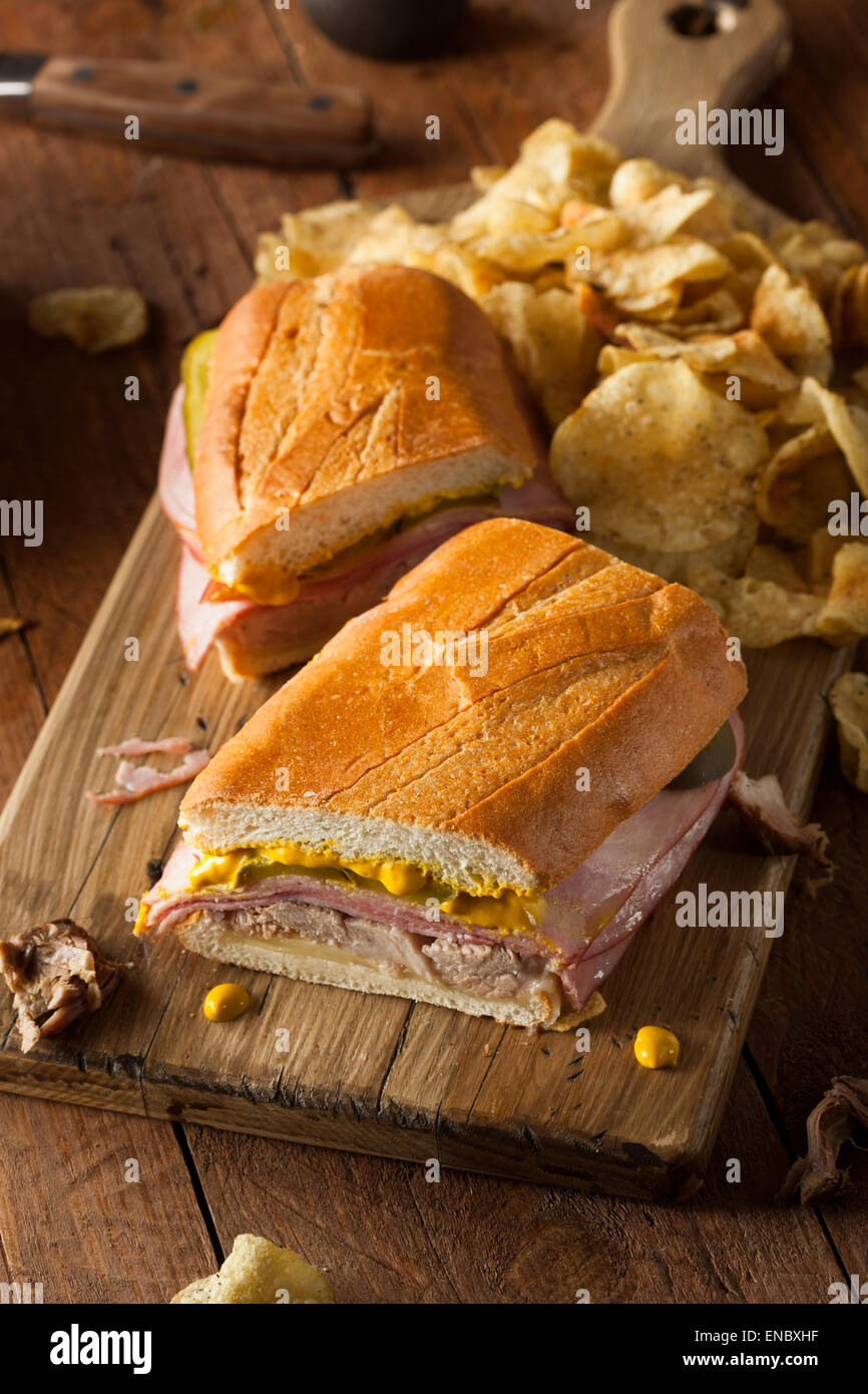 Homemade Traditional Cuban Sandwiches with Ham Pork and Cheese Stock ...