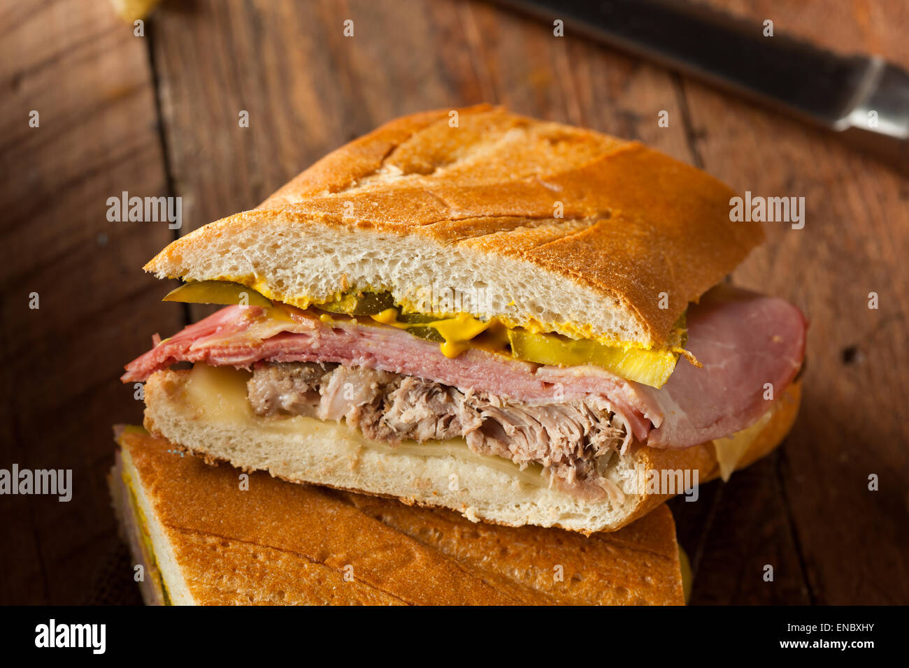 Homemade Traditional Cuban Sandwiches with Ham Pork and Cheese Stock ...