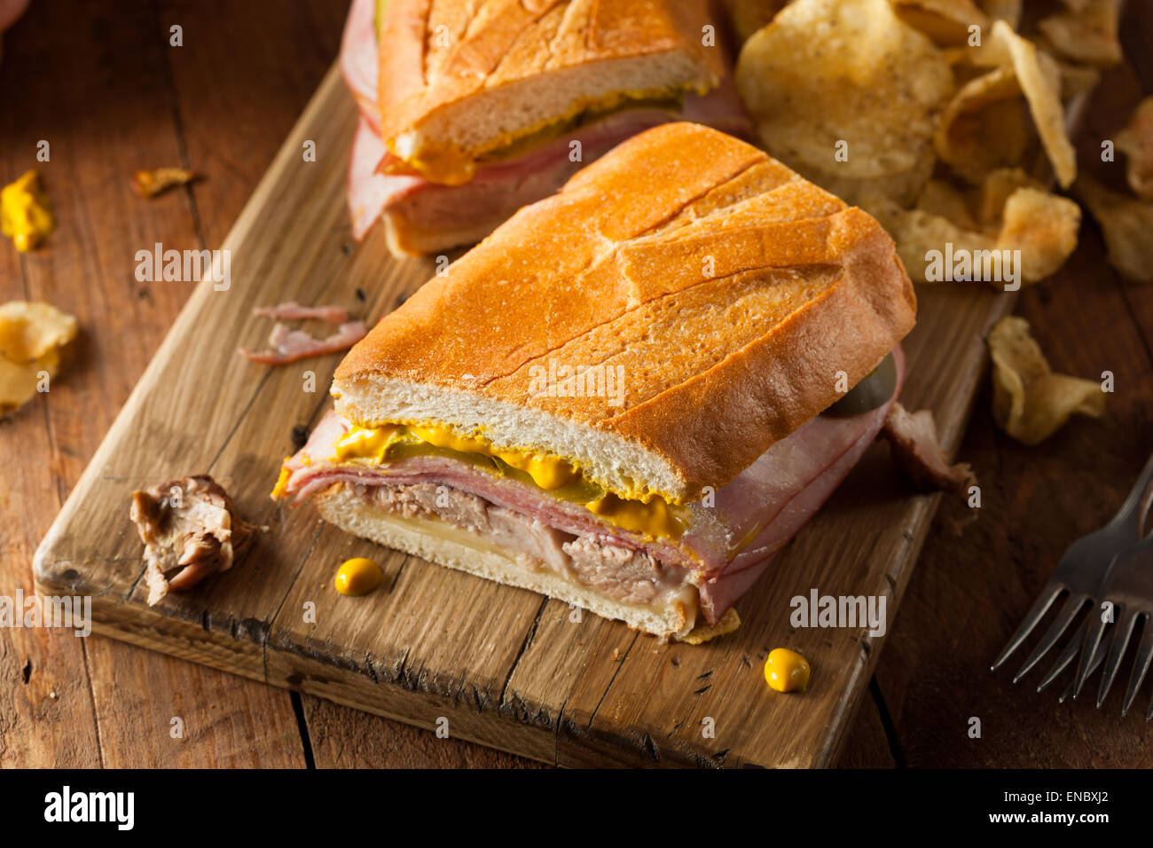 Homemade Traditional Cuban Sandwiches with Ham Pork and Cheese Stock ...