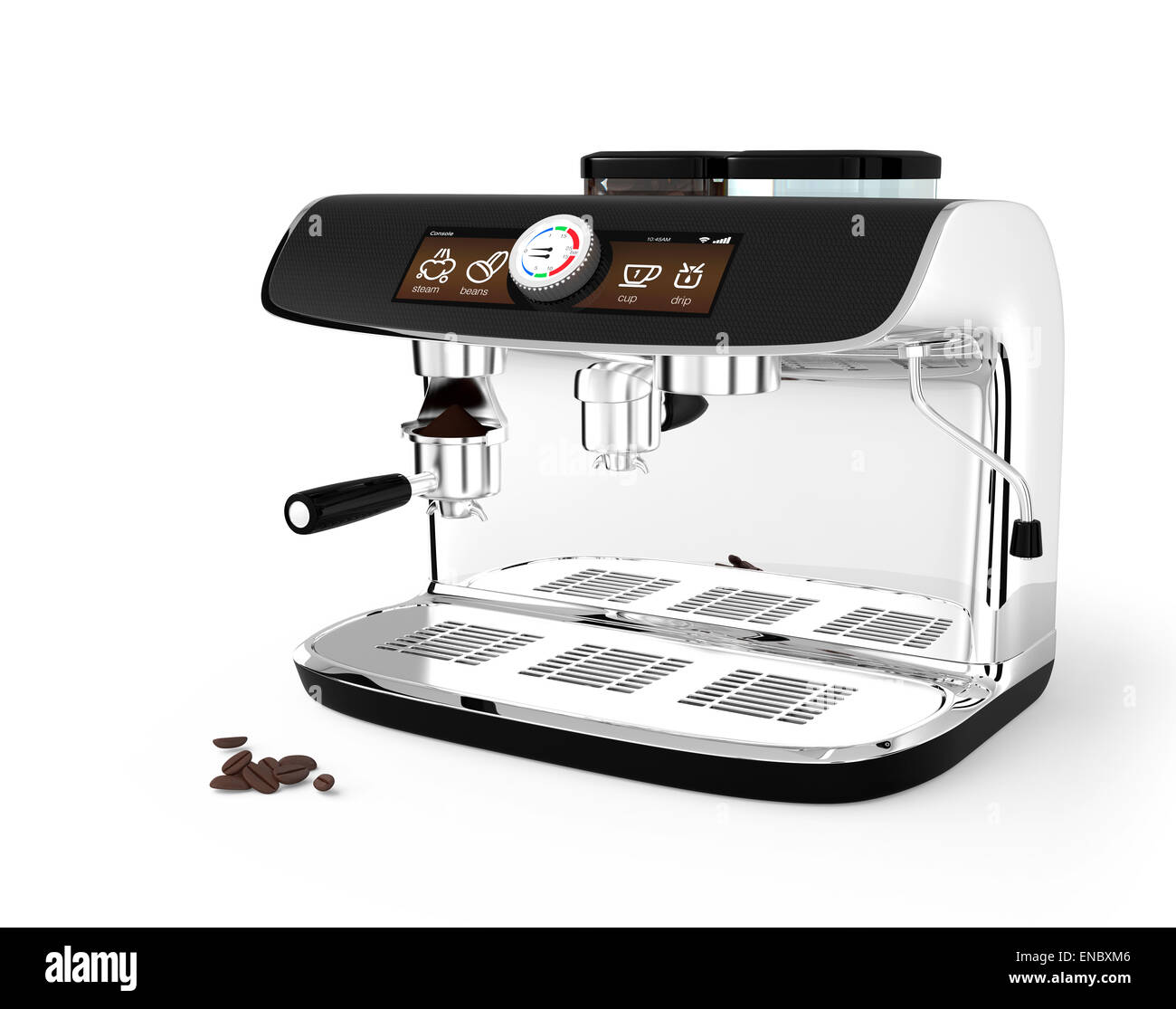 Stylish coffee machine with touch screen. 3D rendering image with ...